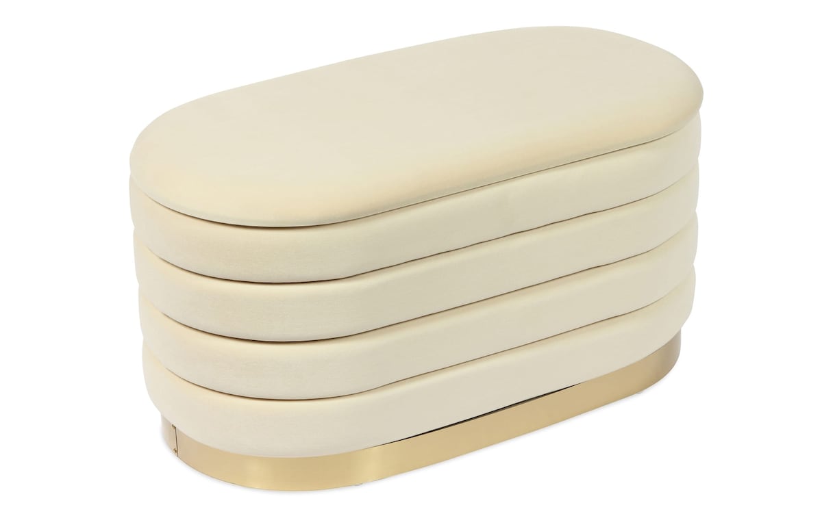 Larson Cream Velvet Storage Bench | cream_color
