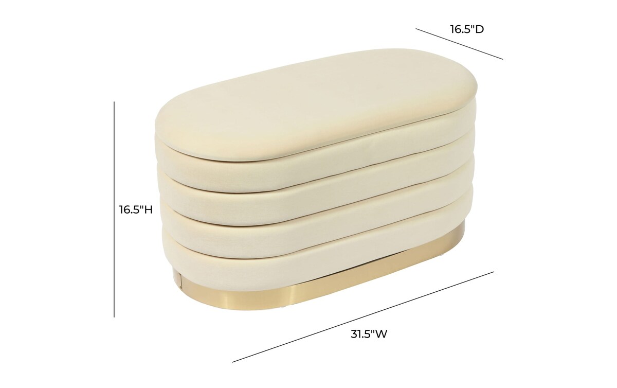 Larson Cream Velvet Storage Bench | cream_color