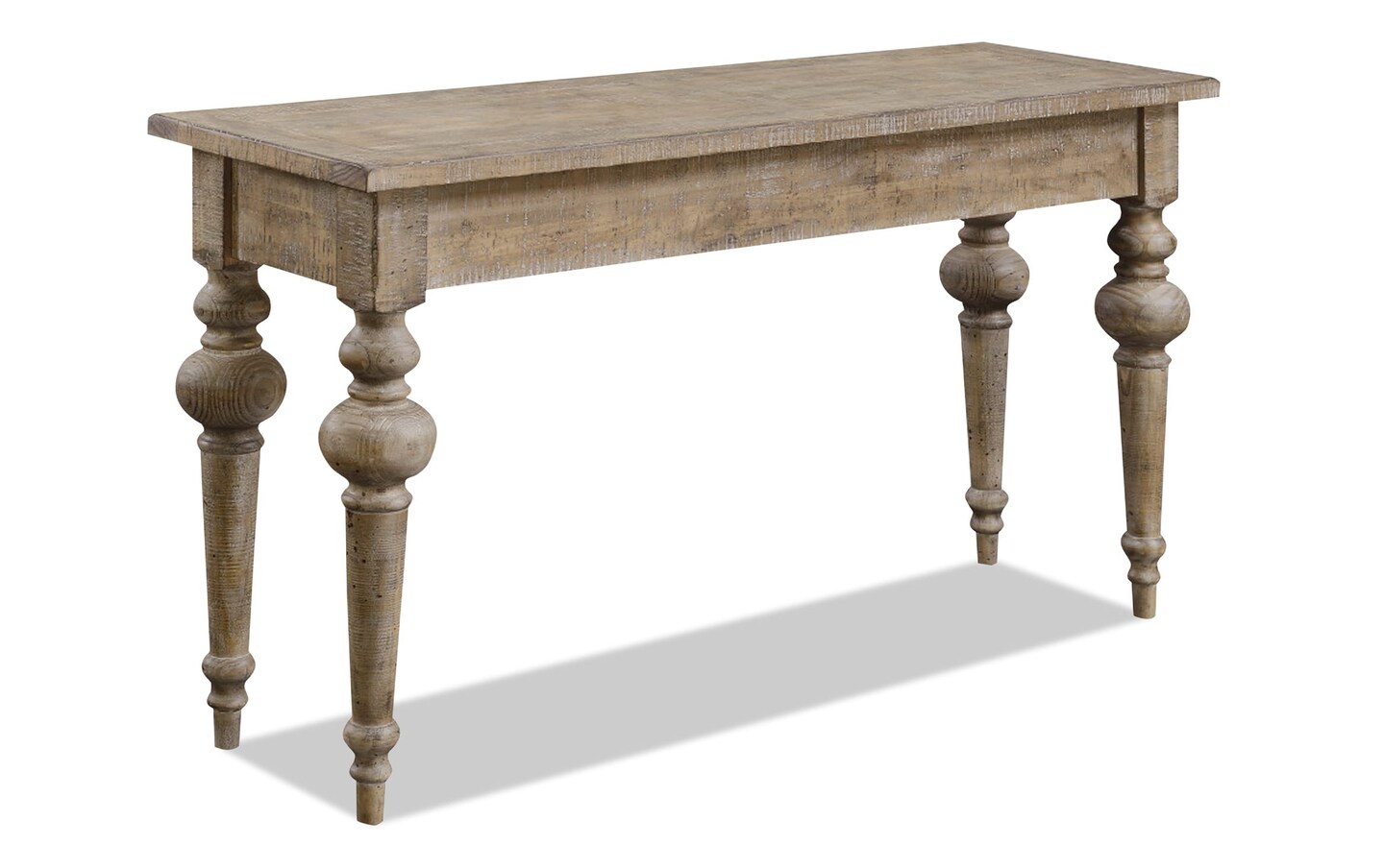 Cottage Chic 54 Light Brown Solid Wood Storage Sofa Table