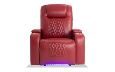 Showtime Red Faux Leather Home Theater Power Recliner Bob s Discount Furniture Mattress Store