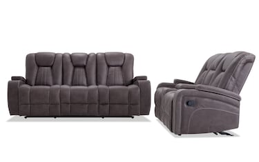Viking Gray 83'' Manual Reclining Sofa & 74'' Gliding Console Loveseat ...