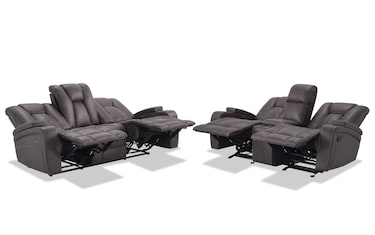 Viking Gray 83'' Power Reclining Sofa & 74'' Manual Gliding Console ...