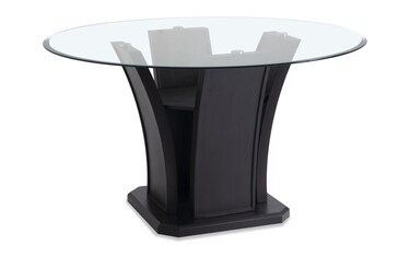 Cosmopolitan 7 Piece Black & Chocolate Upholstered Round Dining Set ...