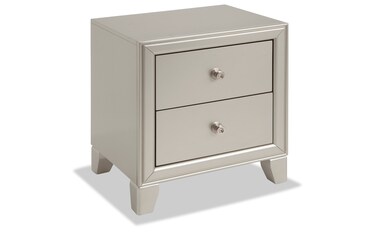 Jem Silver 2 Drawer Nightstand | Bob's Discount Furniture & Mattress Store