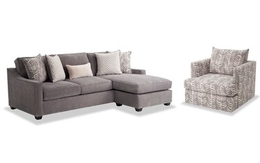 Willow Gray 96'' Chofa & Swivel Chair | Bob's Discount Furniture ...