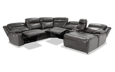 Trailblazer Gray Leather 6 Piece Right Arm Facing Power Reclining ...