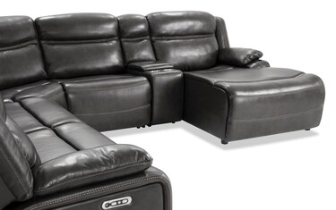Trailblazer Gray Leather 6 Piece Right Arm Facing Power Reclining ...