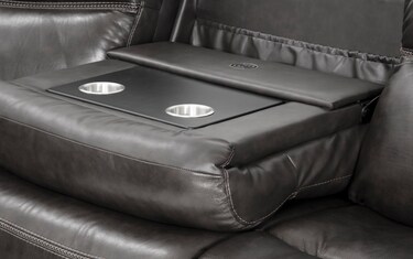 Trailblazer Gray Leather 6 Piece Left Arm Facing Power Reclining ...