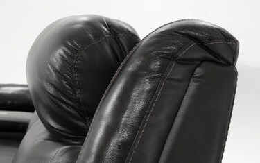 Trailblazer Gray Leather 4 Piece Left Arm Facing Chaise Power Sectional ...