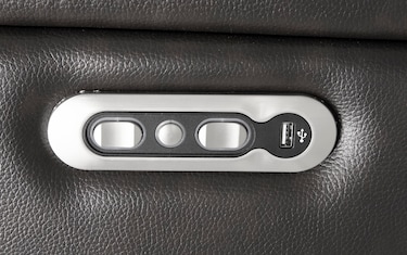 Trailblazer Gray Leather 4 Piece Left Arm Facing Chaise Power Sectional ...