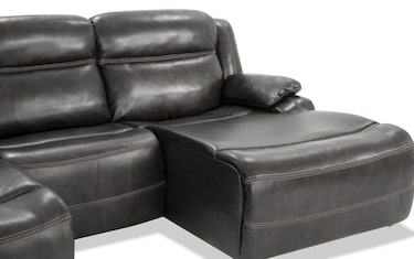 Trailblazer Gray Leather 3 Piece Dual Chaise Power Reclining Sectional ...