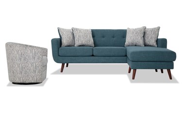 Bettie Teal 86'' Chofa & Swivel Chair | Bob's Discount Furniture ...