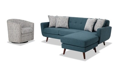 Bettie Teal 86'' Chofa & Swivel Chair | Bob's Discount Furniture ...