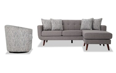Bettie Steel Gray Chofa & Swivel Chair | Bob's Discount Furniture ...