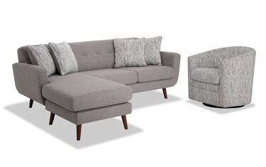 Bettie Steel Gray Chofa & Swivel Chair | Bob's Discount Furniture ...