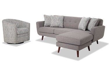 Bettie Steel Gray Chofa & Swivel Chair | Bob's Discount Furniture ...