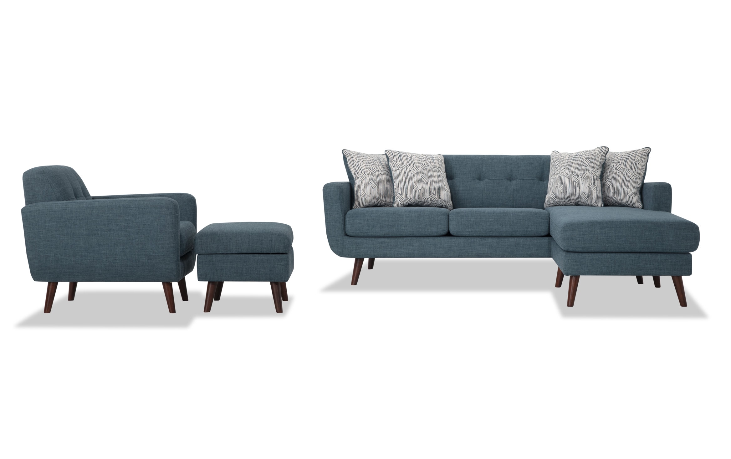 Bettie Teal 86'' Chofa, Chair & Storage Ottoman | Bob's Discount ...