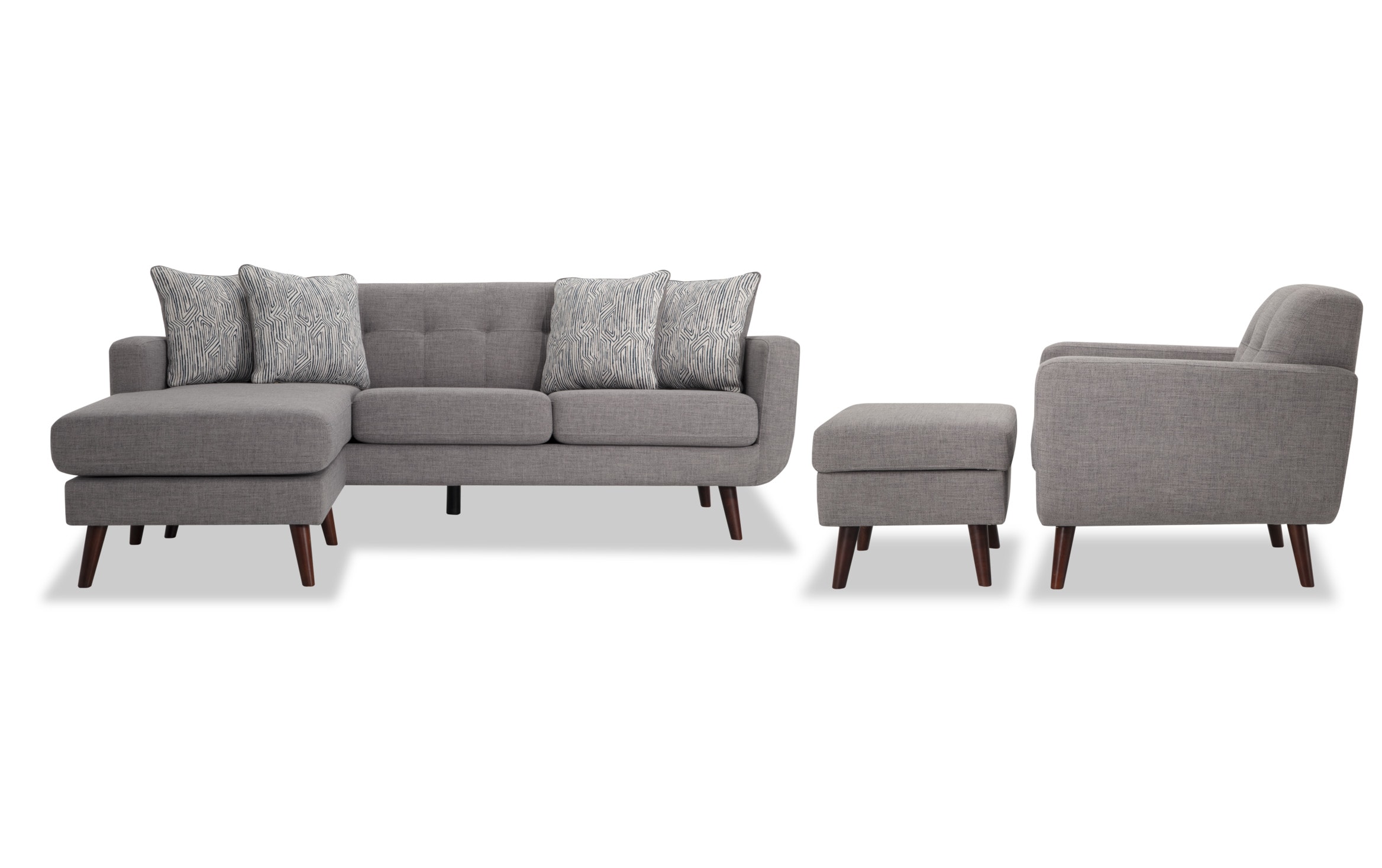 Bettie Gray 86'' Chofa, Chair & Storage Ottoman | Bob's Discount ...