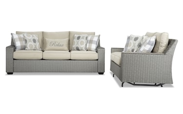 Cottage Chic Beige Wicker Outdoor Sofa & Loveseat Set | Bob's Discount ...