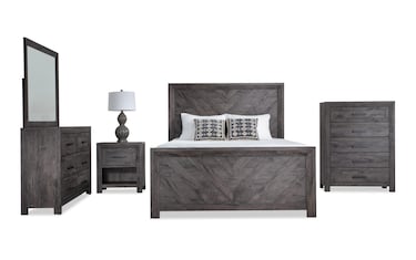Calvin 5 Piece King Gray Bedroom Set