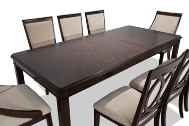 Coco II 9 Piece Cherry & Beige Upholstered Extendable Dining Set | Bob ...