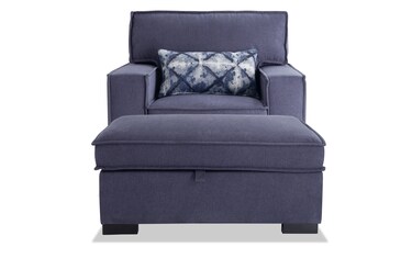 Playscape Denim 94 2 Piece Right Arm Facing Pop Up Sleeper Chaise Sectional with Chair Ottoman Bob s Discount Furniture Mattress Store