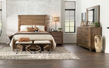Canyon 4 Piece King Light Oak Panel Bedroom Set | Bob's Discount ...