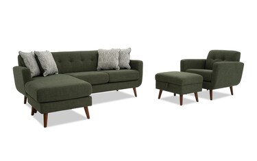 Bettie Avocado 86'' Chofa, Chair & Storage Ottoman | Bob's Discount ...