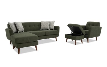 Bettie Avocado 86'' Chofa, Chair & Storage Ottoman | Bob's Discount ...