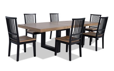 Modern Farmhouse 7 Piece Black & Oak Extendable Dining Set | Bob's ...