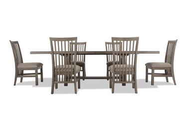 Artisan 7 Piece Gray Upholstered Extendable Dining Set | Bob's Discount ...