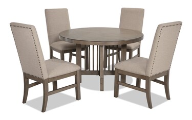 Artisan 5 Piece Gray Round Upholstered Dining Set | Bob's Discount ...