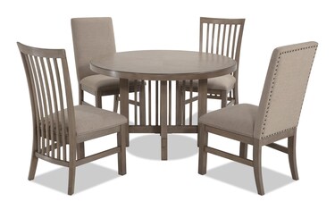 Artisan 5 Piece Gray Round Upholstered Dining Set | Bob's Discount ...