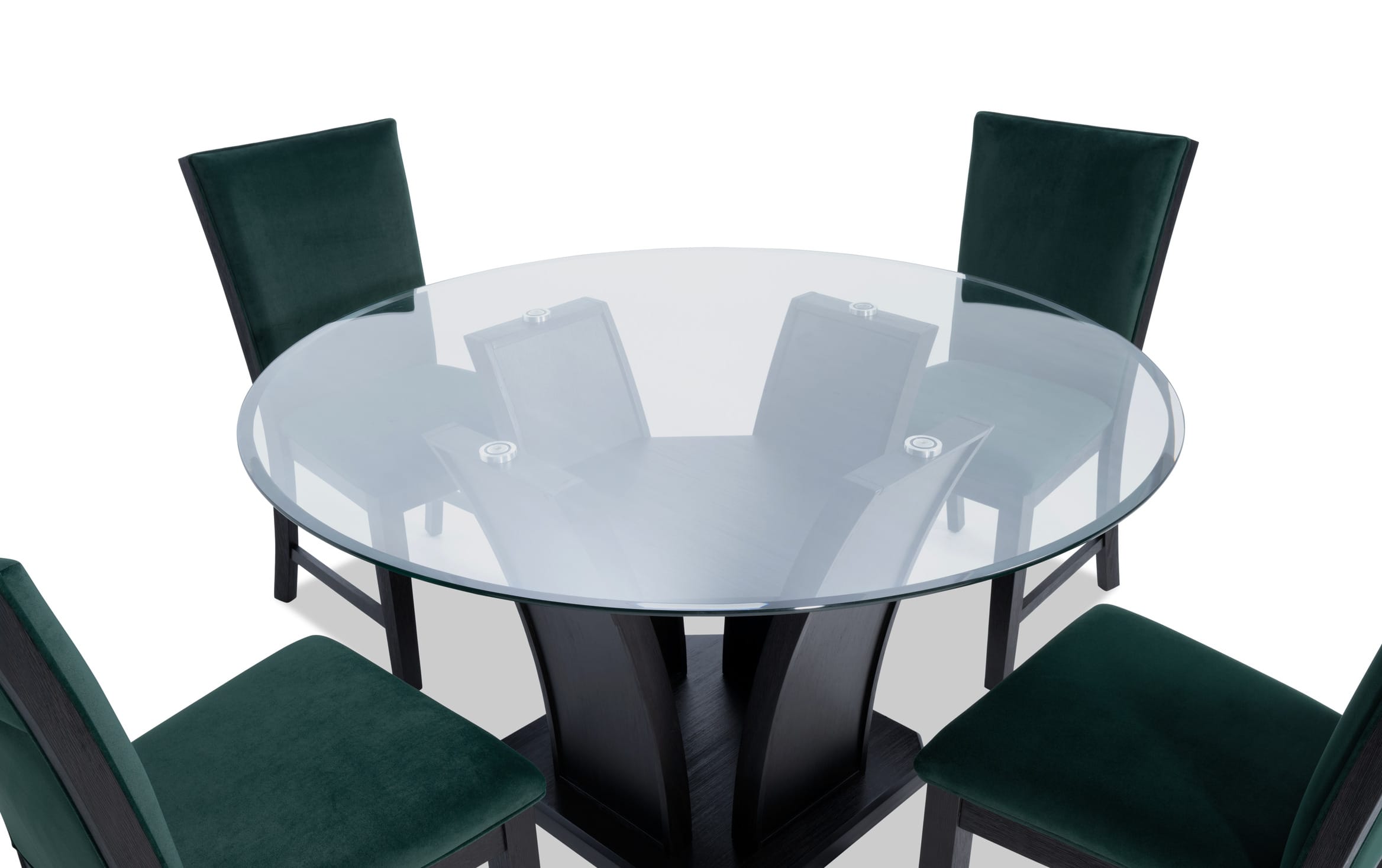 Cosmopolitan 5 Piece Black & Emerald Upholstered Round Dining Set | Bob ...