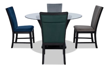 Cosmopolitan 5 Piece Black & Multicolored Upholstered Round Dining Set ...
