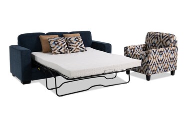 Homeworks Navy 83'' Queen Gel Sleeper Sofa & Accent Chair | Bob's ...