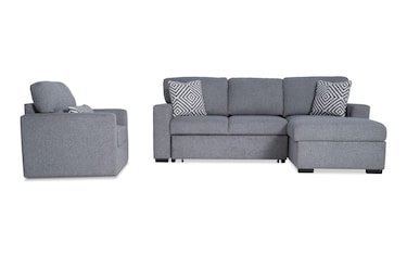 Playday Gray 93'' 3 Piece Right Arm Facing Pop-Up Sleeper Chaise ...