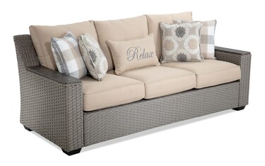 Cottage Chic 4 Piece Beige Wicker Outdoor Conversation Set | Bob's ...