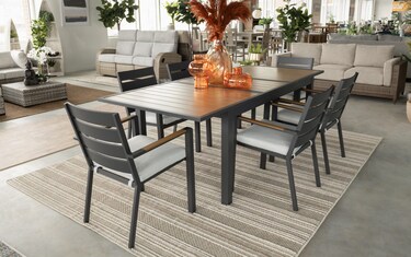 Laguna 7 Piece Gray Aluminum Outdoor Dining Set | Bob's Discount ...