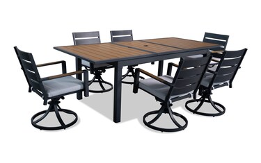 Laguna 7 Piece Gray Aluminum Outdoor Dining Set | Bob's Discount ...
