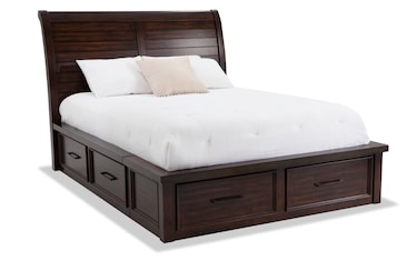 Hudson 4 Piece Full Pecan Storage Platform Bedroom Set | Bob's Discount ...