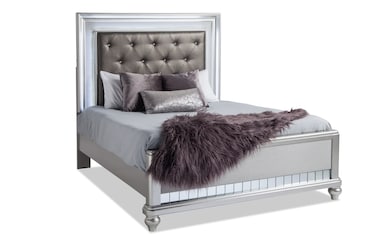 Diva II 5 Piece Full Platinum Bedroom Set with Vanity | Bob's Discount Furniture & Mattress Store