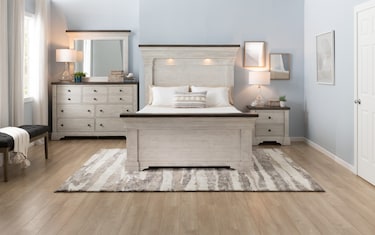 Beaumont 5 Piece Queen White & Gray Platform Storage Bedroom Set | Bob ...