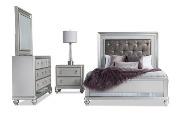 Diva II 4 Piece Full Platinum Bedroom Set | Bob's Discount Furniture ...