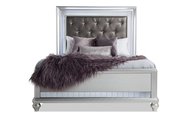 Diva II 4 Piece Queen Platinum Bedroom Set with Vanity | Bob's Discount ...