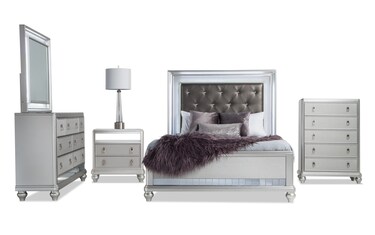 Diva II 5 Piece Queen Platinum Bedroom Set | Bob's Discount Furniture ...