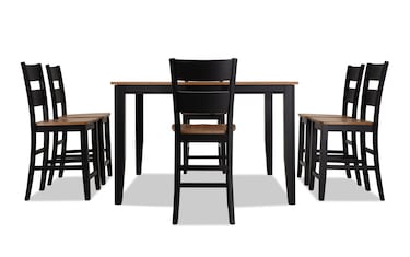 Blake 7 Piece Black & Natural Extendable Counter Height Dining Set ...