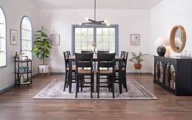 Blake 7 Piece Black & Natural Extendable Counter Height Dining Set ...