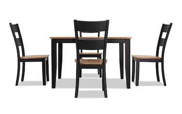 Blake 5 Piece Black & Natural Extendable Dining Set | Bob's Discount ...