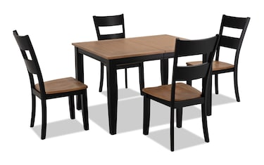 Blake 5 Piece Black & Natural Extendable Dining Set | Bob's Discount ...